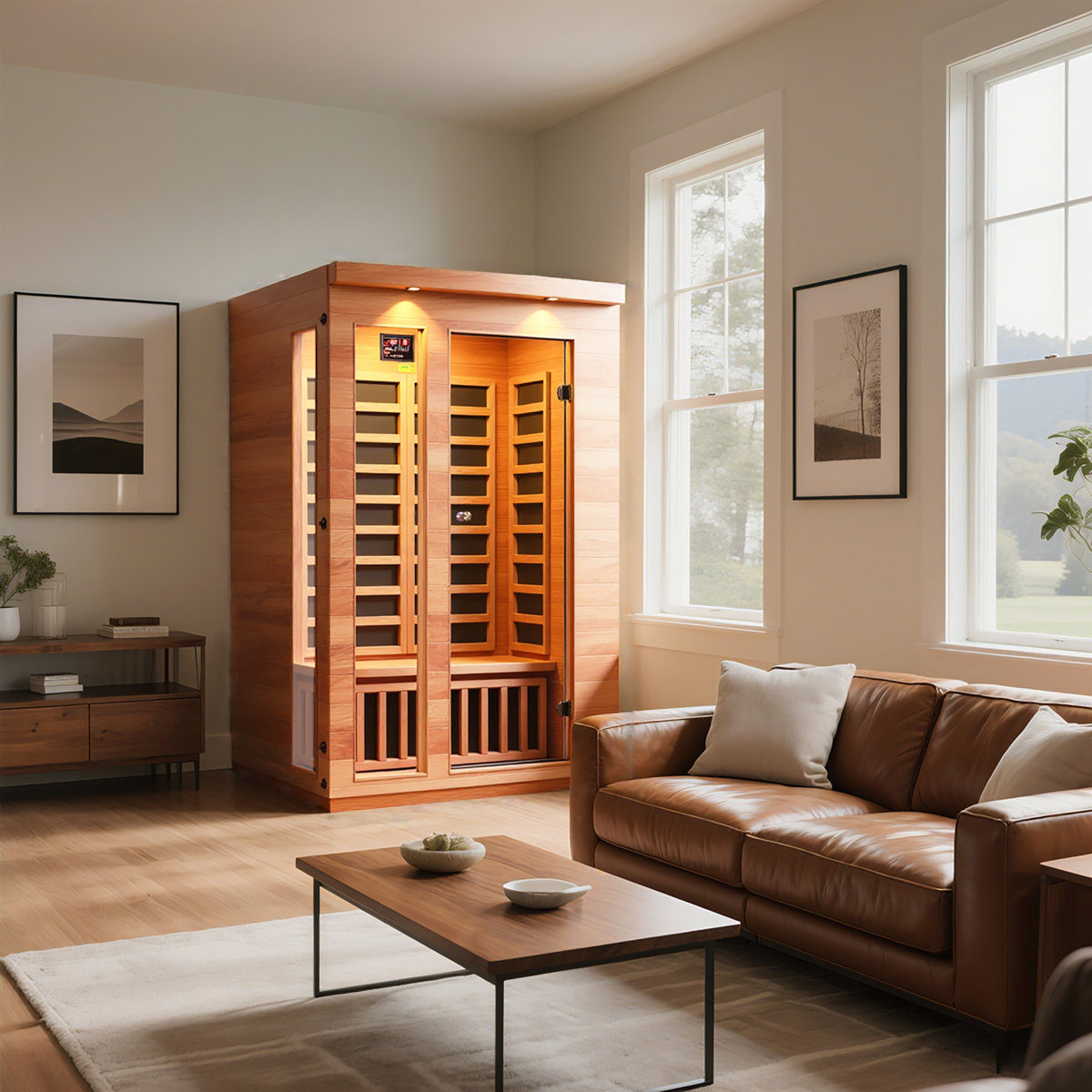 royal saunas hongyuan Hongyuan 2 Person Indoor Bluetooth Low EMF FAR Infrared Sauna In Okoume ...